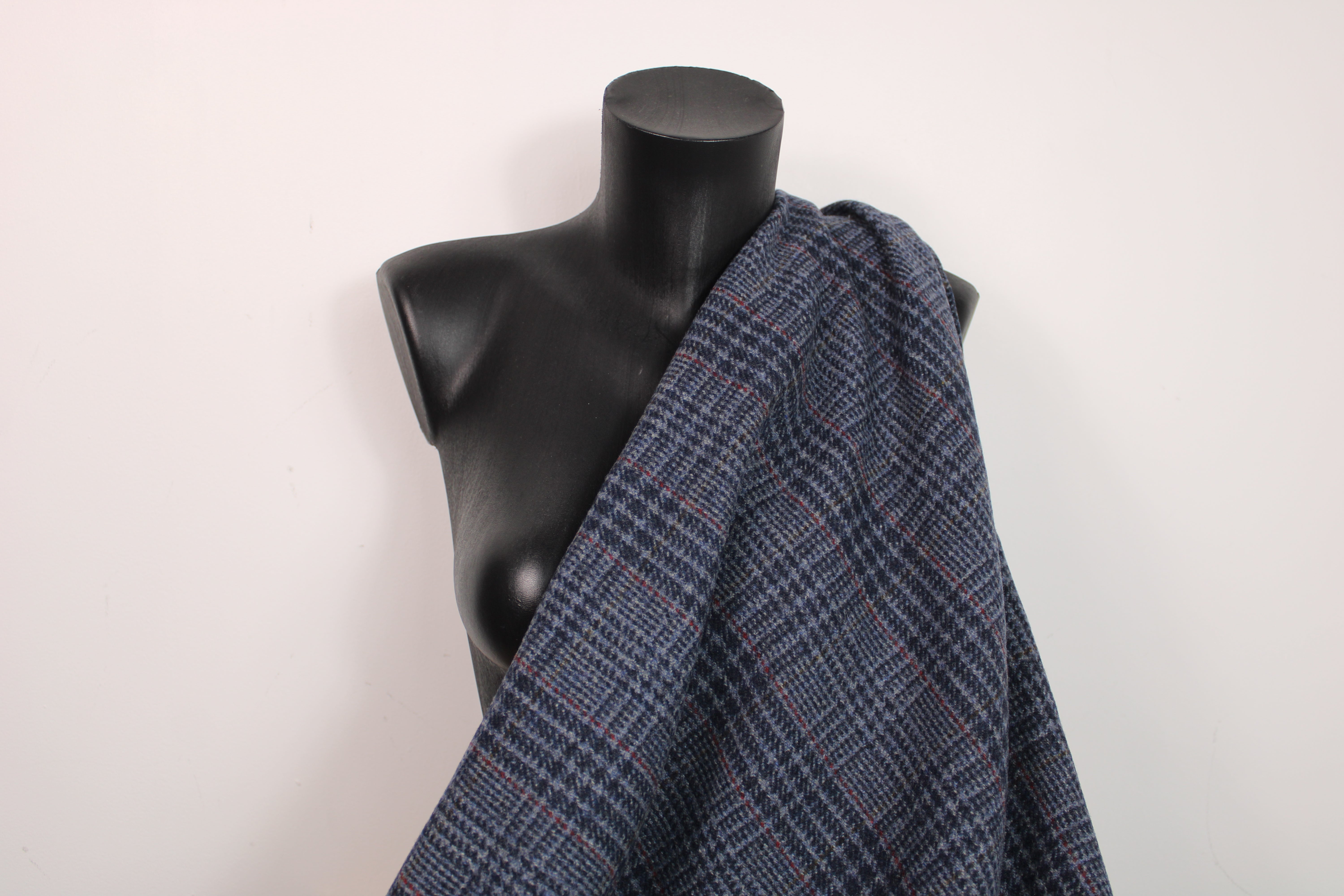 Tissu drap de laine - prince de galles - ton gris bleu – So Tissus