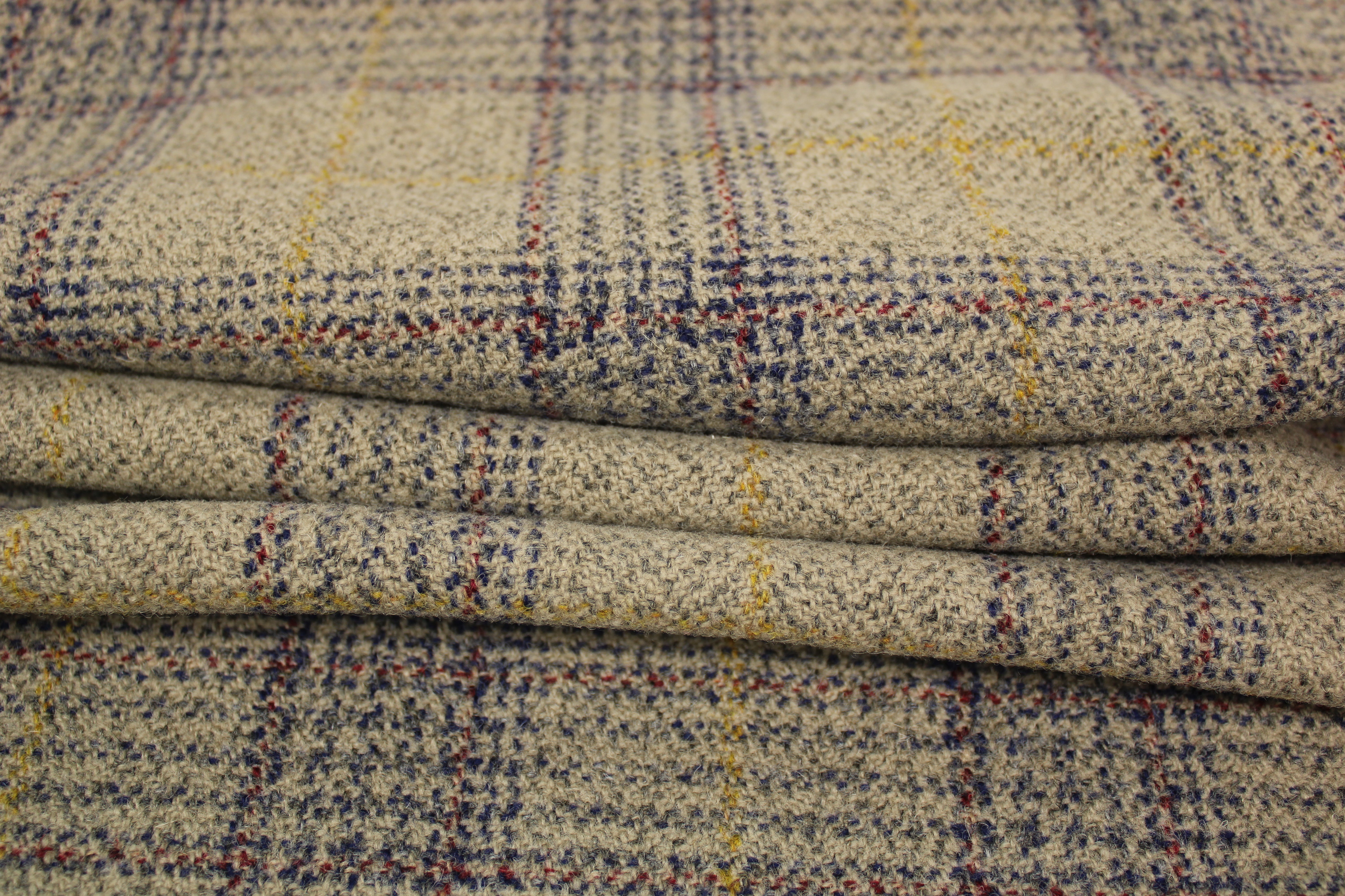 Tissu lainage - à carreaux - ton sable – So Tissus